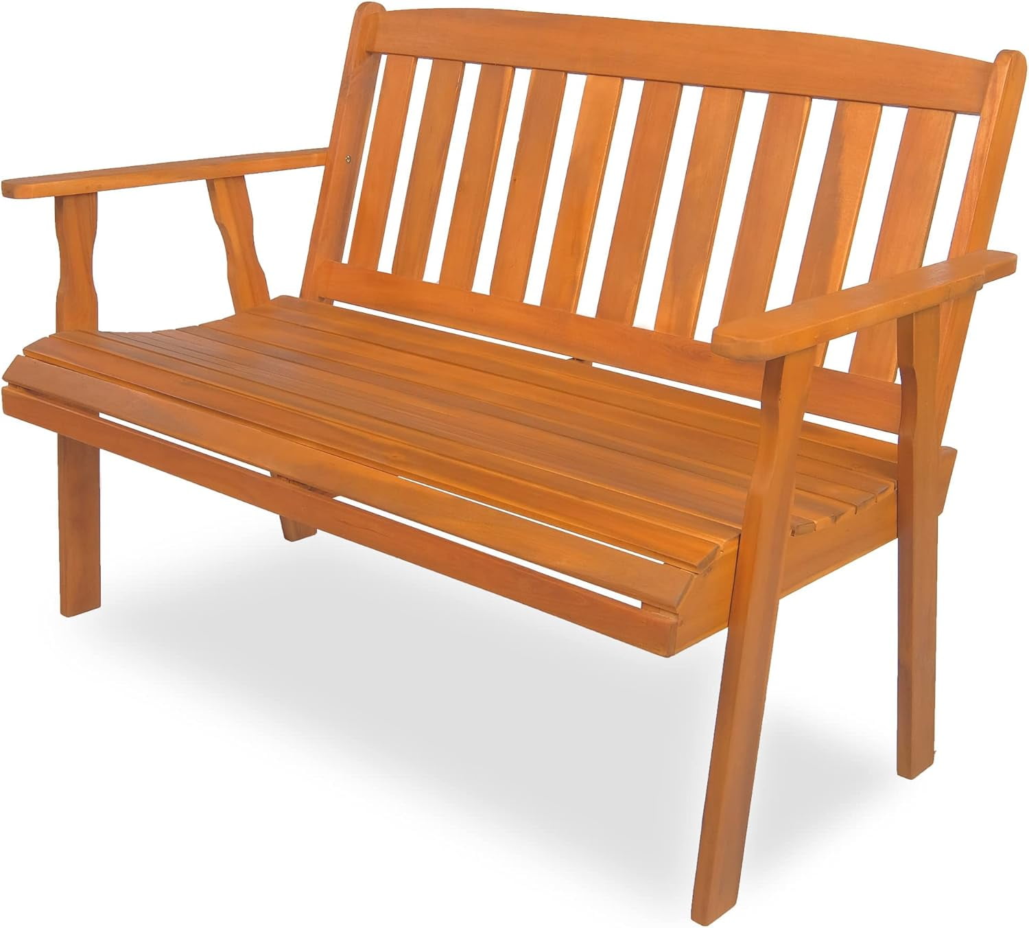 Wood Garden Bench 2-Seat, Outdoor Acacia Loveseat Furniture with ...