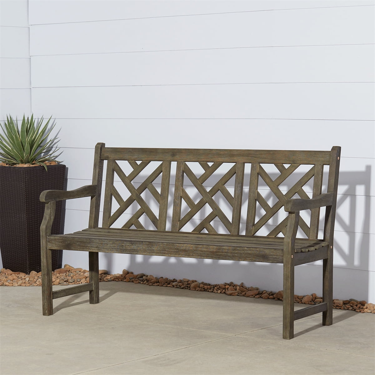 Wood Garden Bench, 5-foot Patio Bench with Hand Scraped Edge ...
