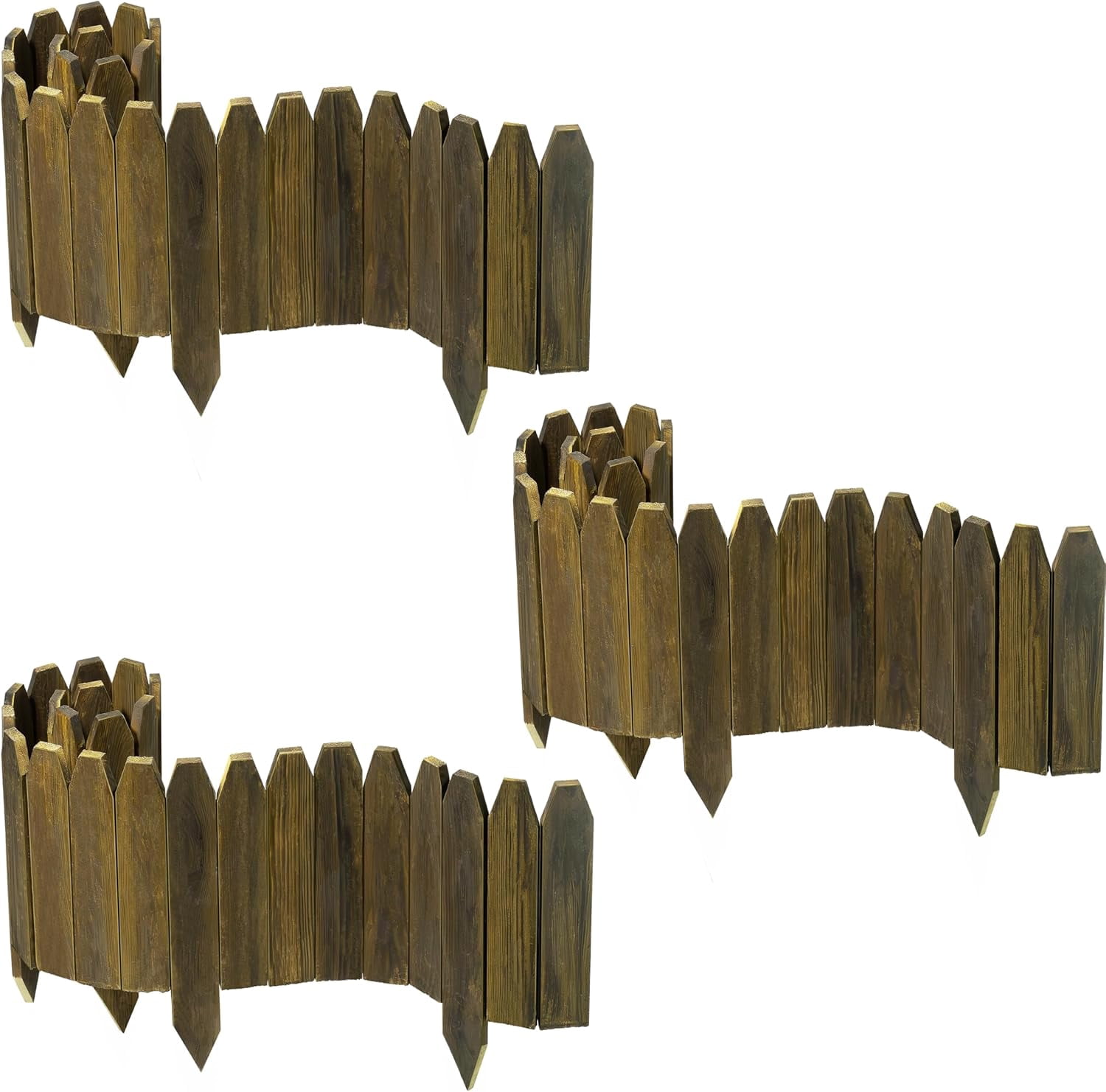 Wood Garden Edging, Wooden Fence Border Decorative Small Picket Panels ...