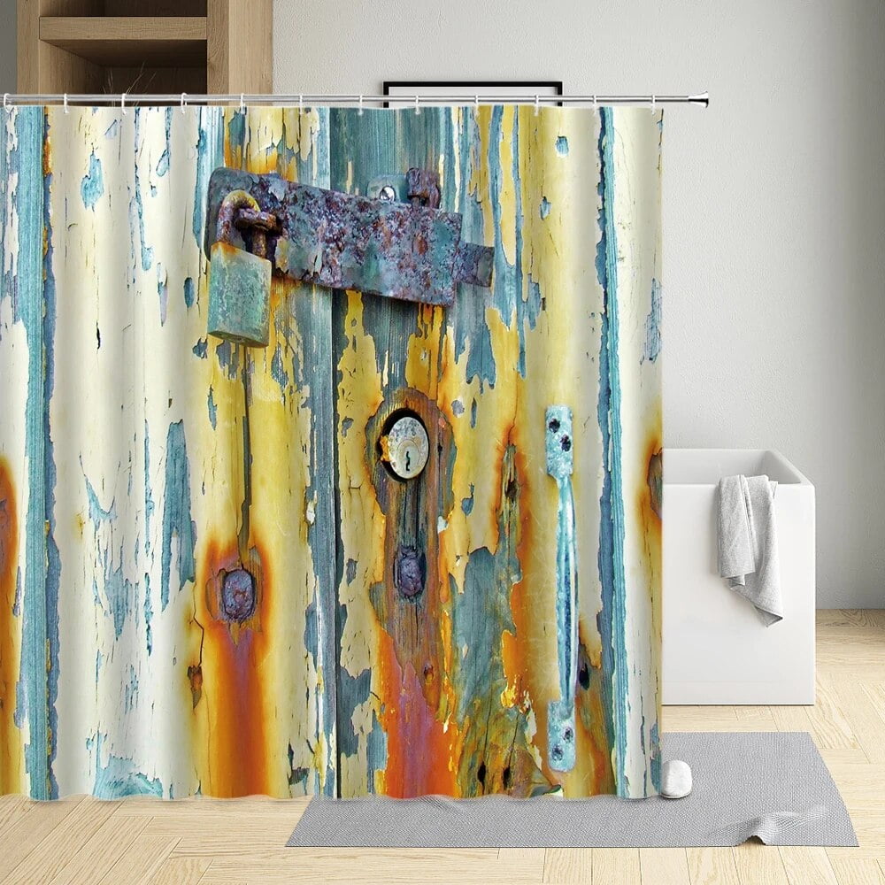 Wood Gate Shower Curtain Symmetry Green Bamboo Weaving Fence Store ...