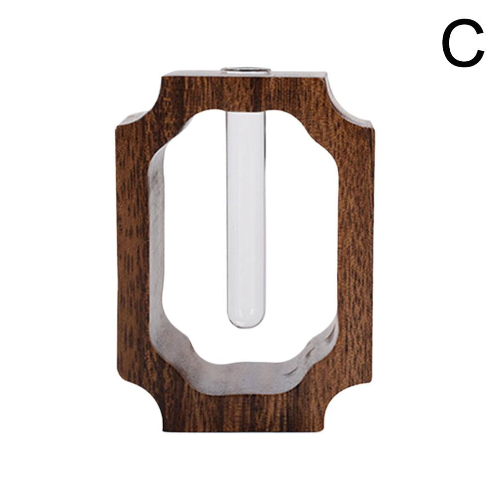 Wood Glass Test Tube Vases Flowers Frame Desk Hydrophilic Plants Vase ...