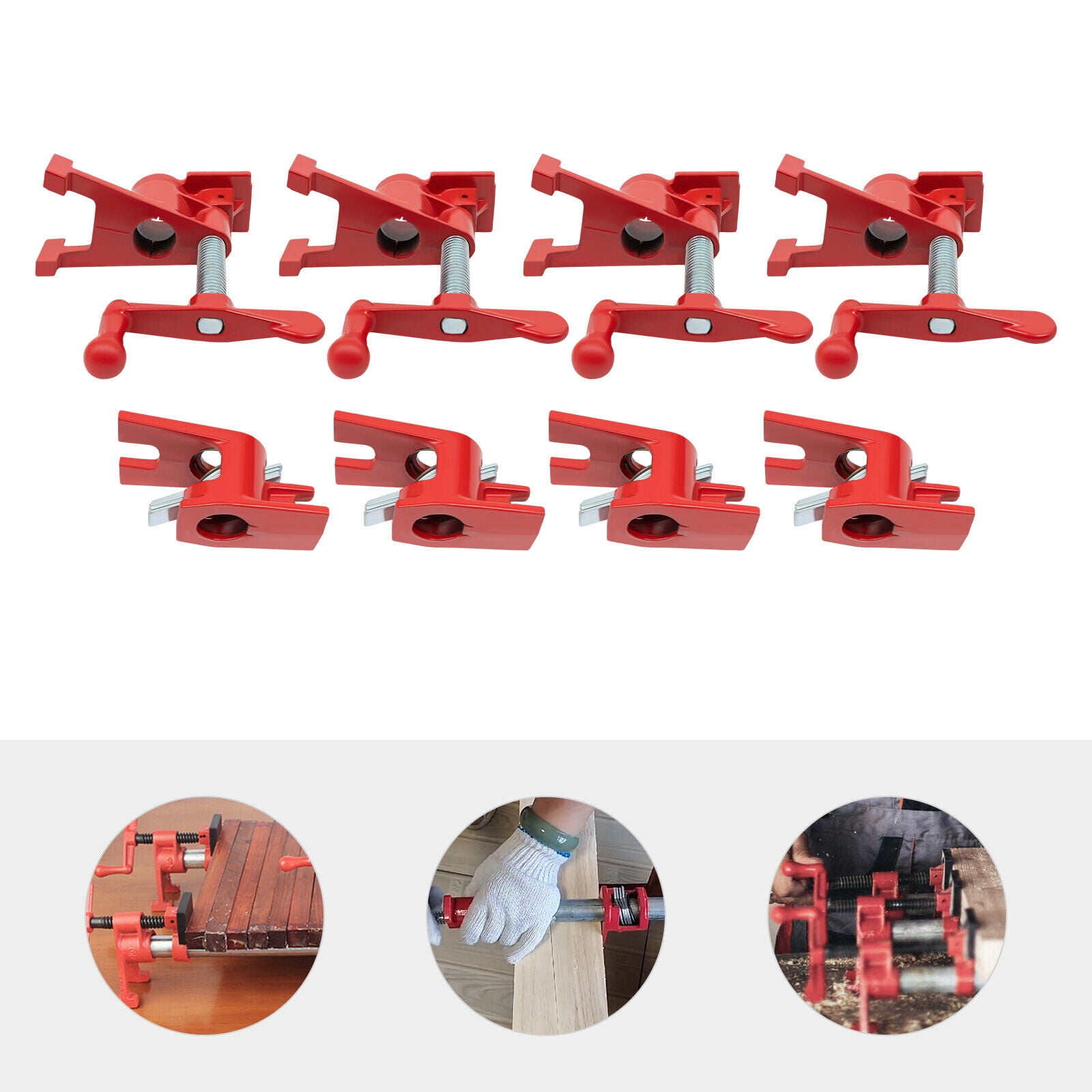 (4 Pack) 3/4" Heavy Duty Wood Gluing Pipe Clamp Set PRO Woodworking ...