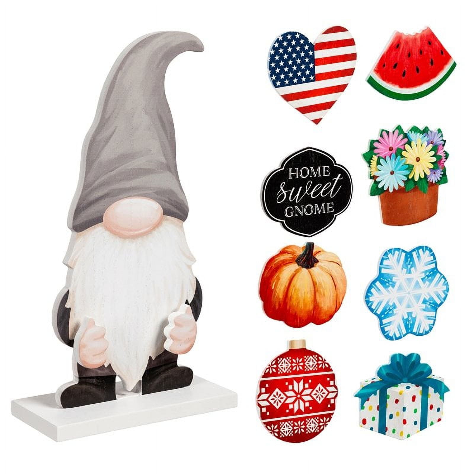 Evergreen Wood Gnome Table Decor with 8 Interchangeable Icons - Walmart.com