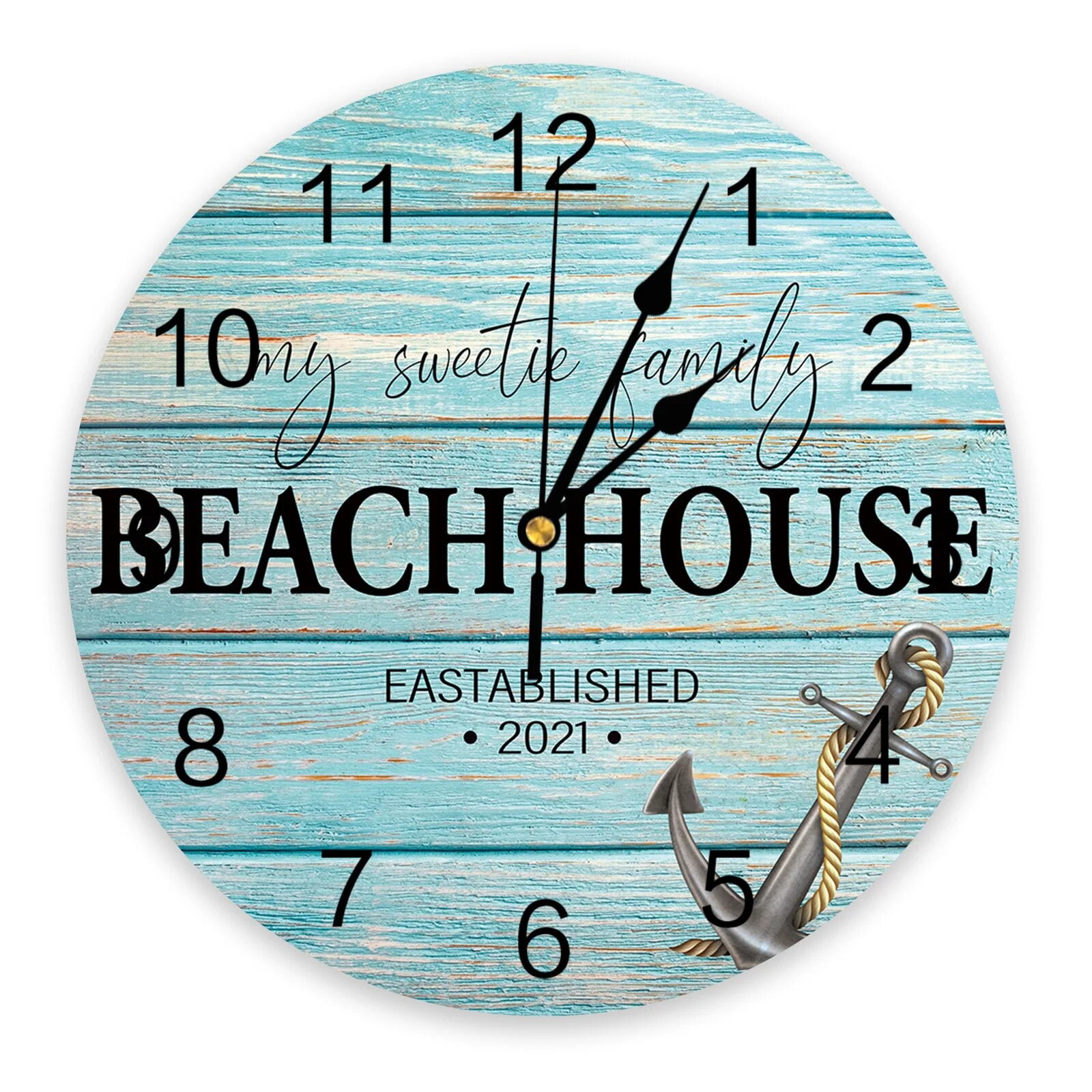 Wood Grain Anchor Beach House Clocks Wall Home Decor Modern Kitchen ...