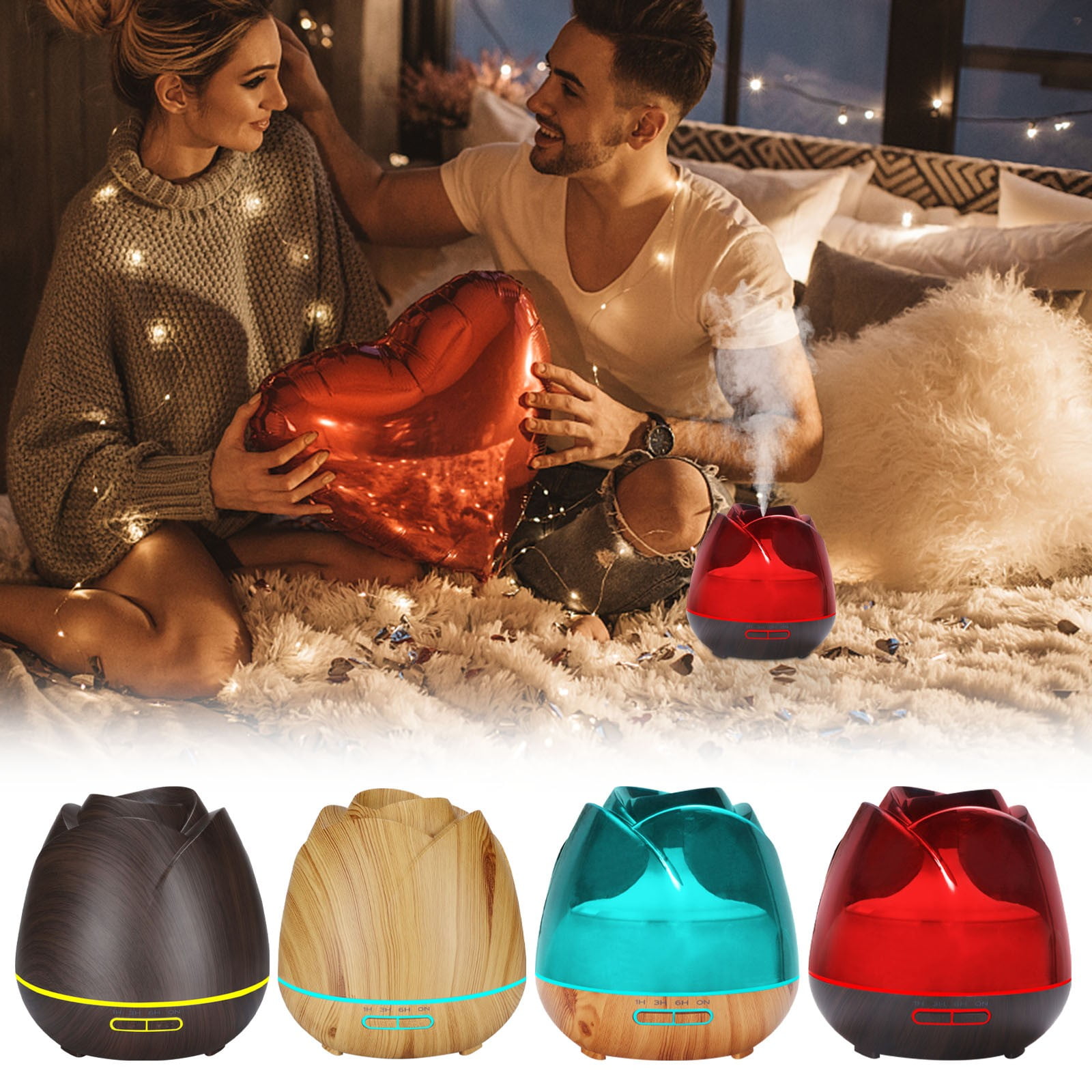 Wood Grain Aromatherapy Humidifier, 400ml Capacity, Essential Oil ...