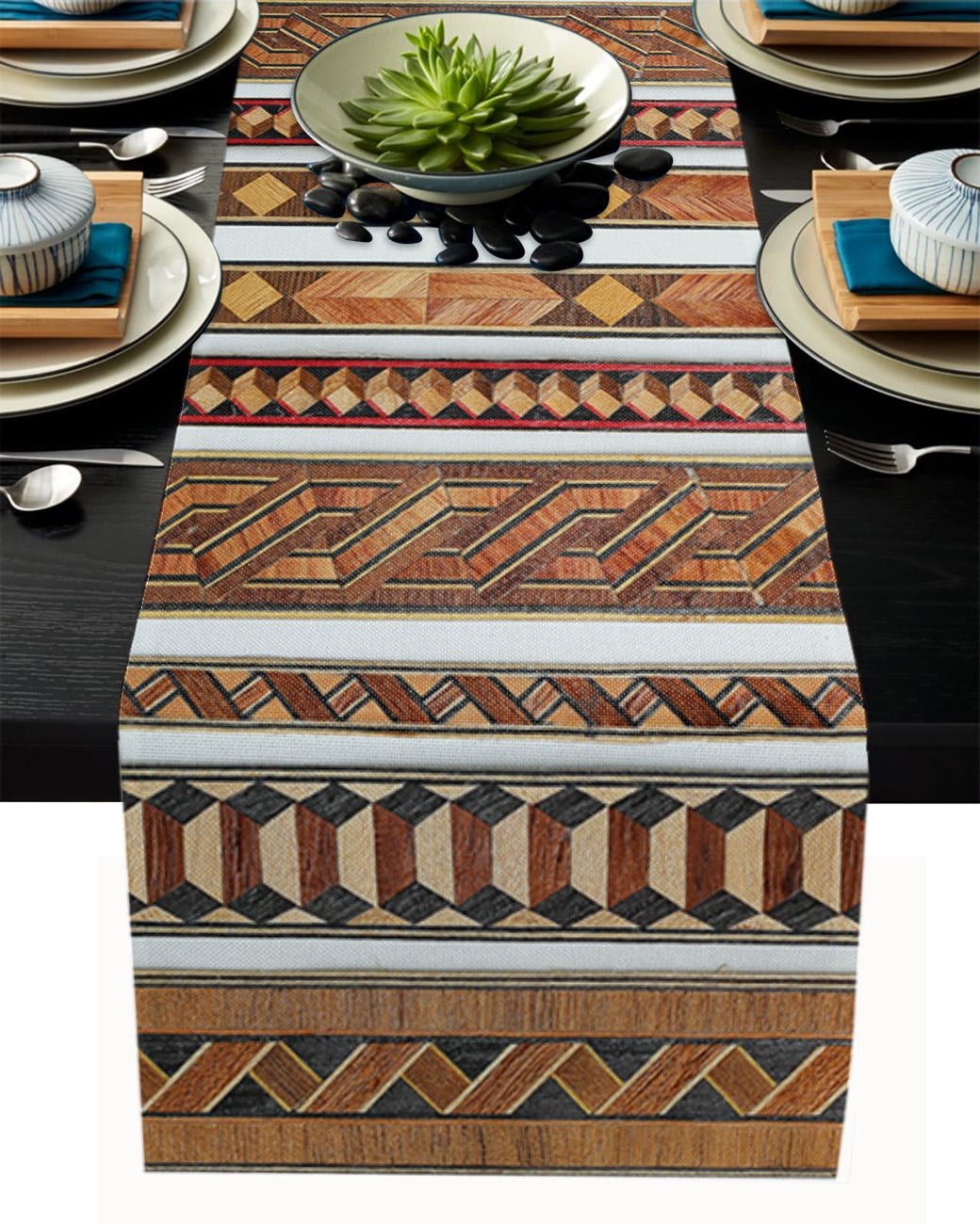 Wood Grain Black And White Stripe Table Runner Home Wedding Table Flag ...