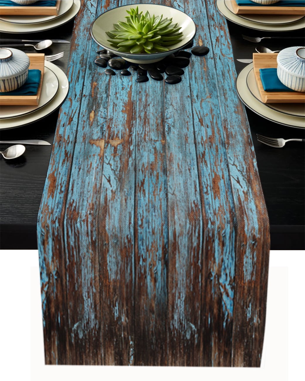Wood Grain Black And White Stripe Table Runner Home Wedding Table Flag ...