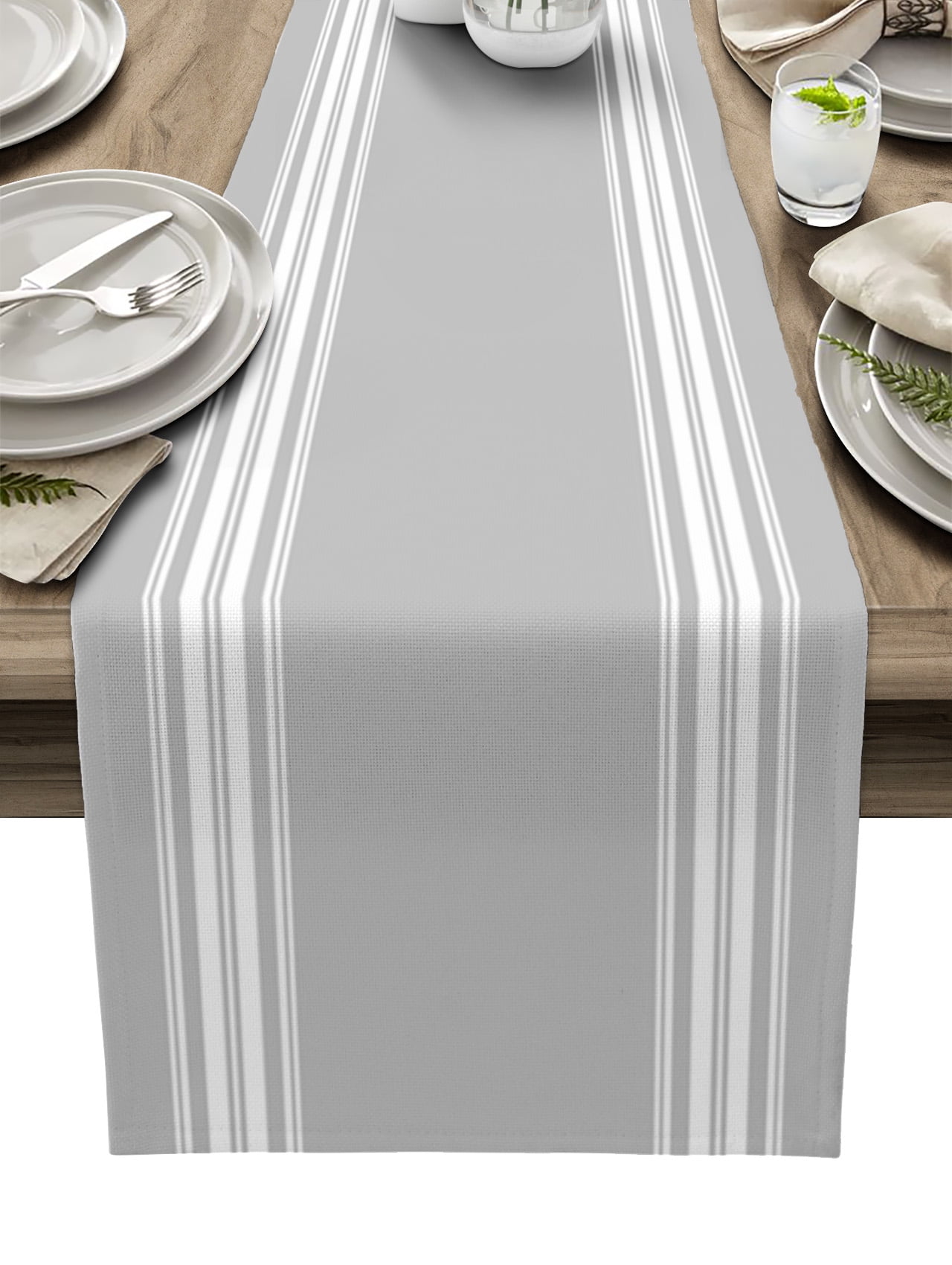 Wood Grain Black And White Stripes Fashion Creative Table Runner for ...