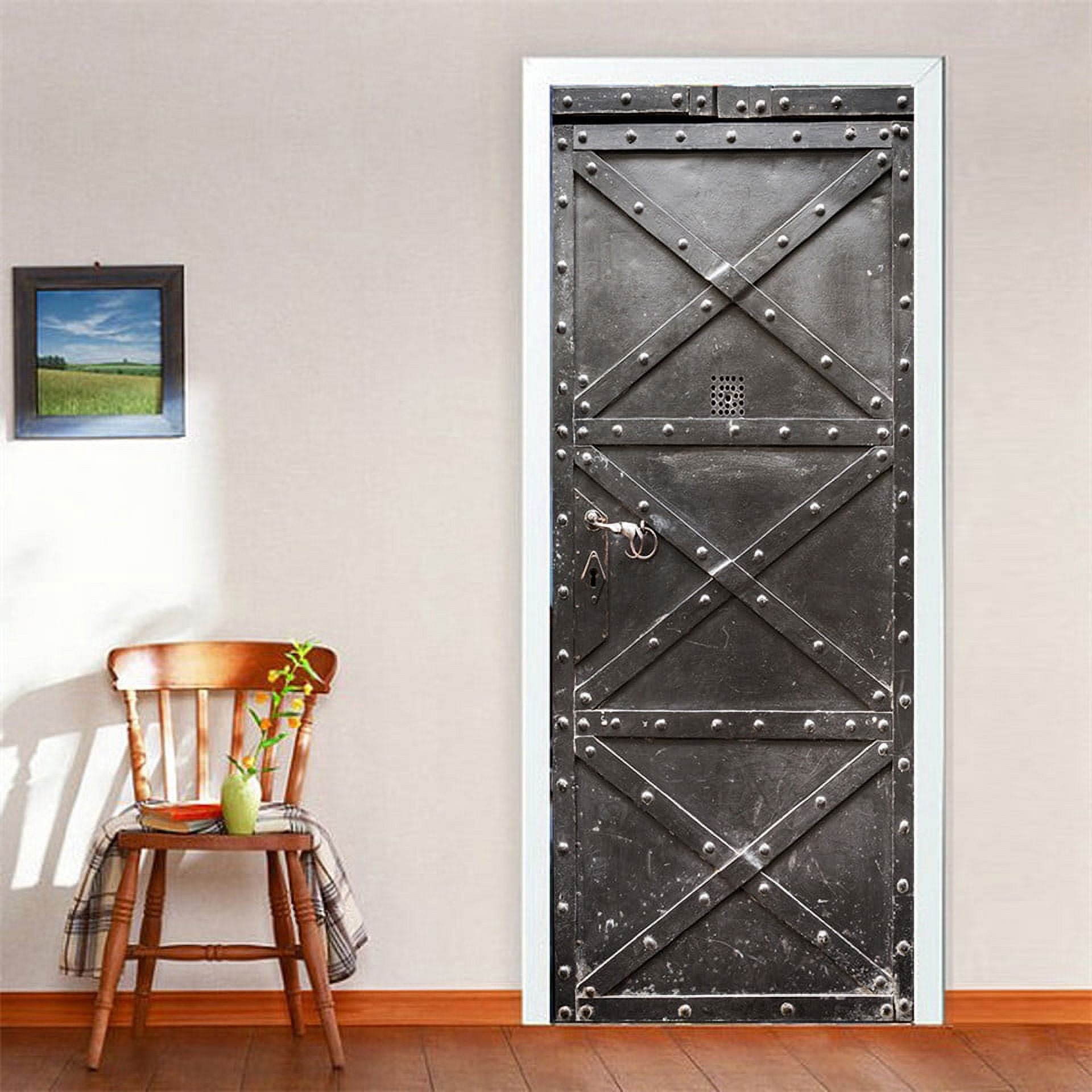Wood Grain Block Wallpaper for Door DIY Adhesive Waterproof Poster Wall ...