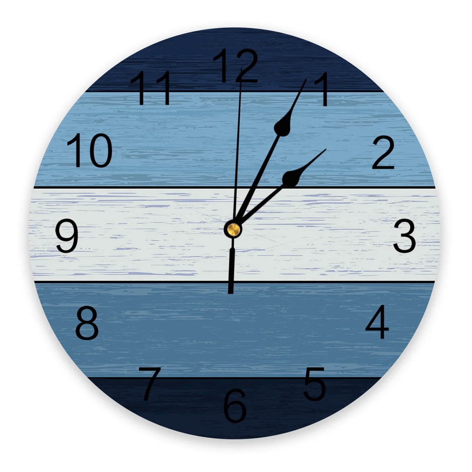 Wood Grain Blue Text Beach Bedroom Wall Clock Large Modern Kitchen ...