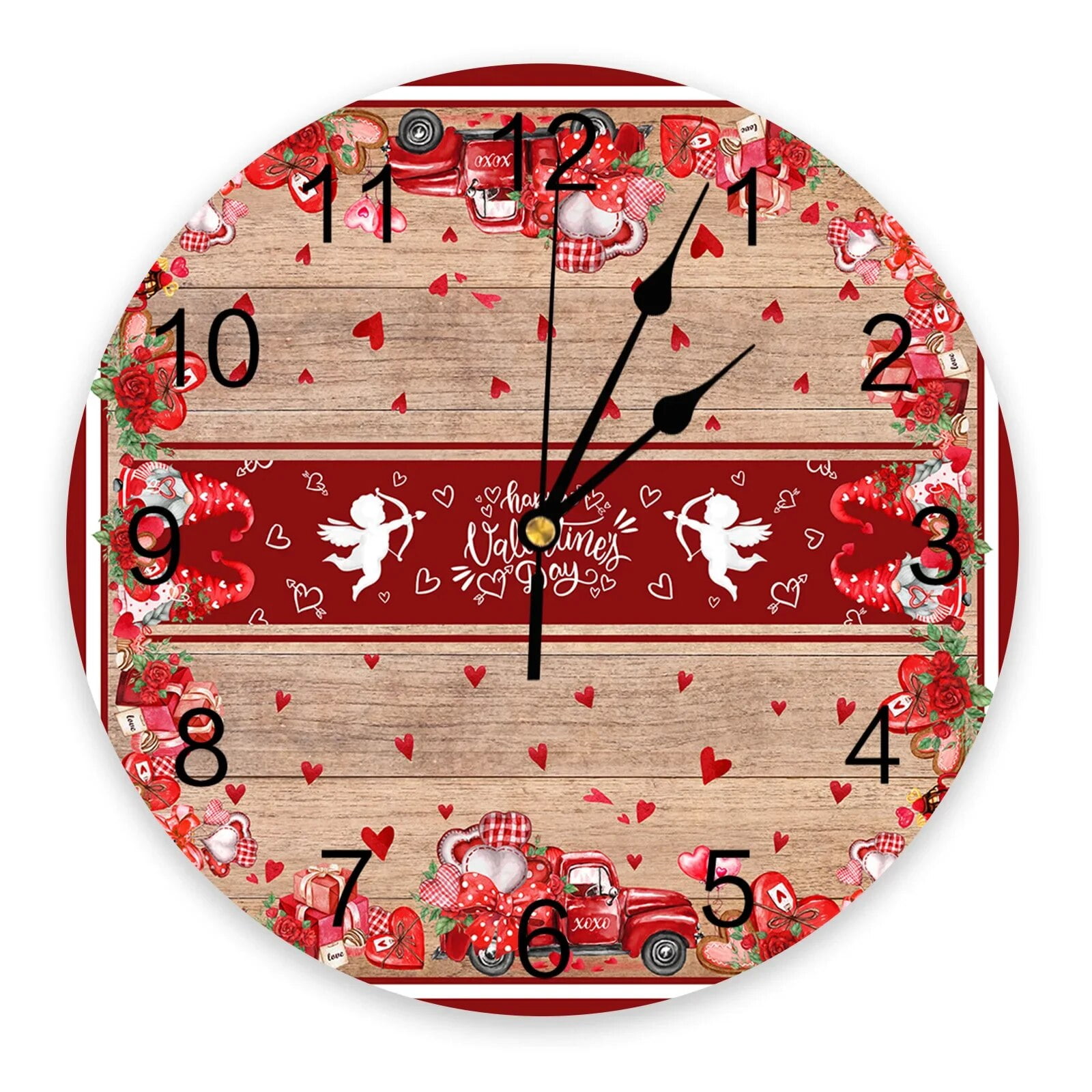 Wood Grain Blue Text Beach Bedroom Wall Clock Large Modern Kitchen ...