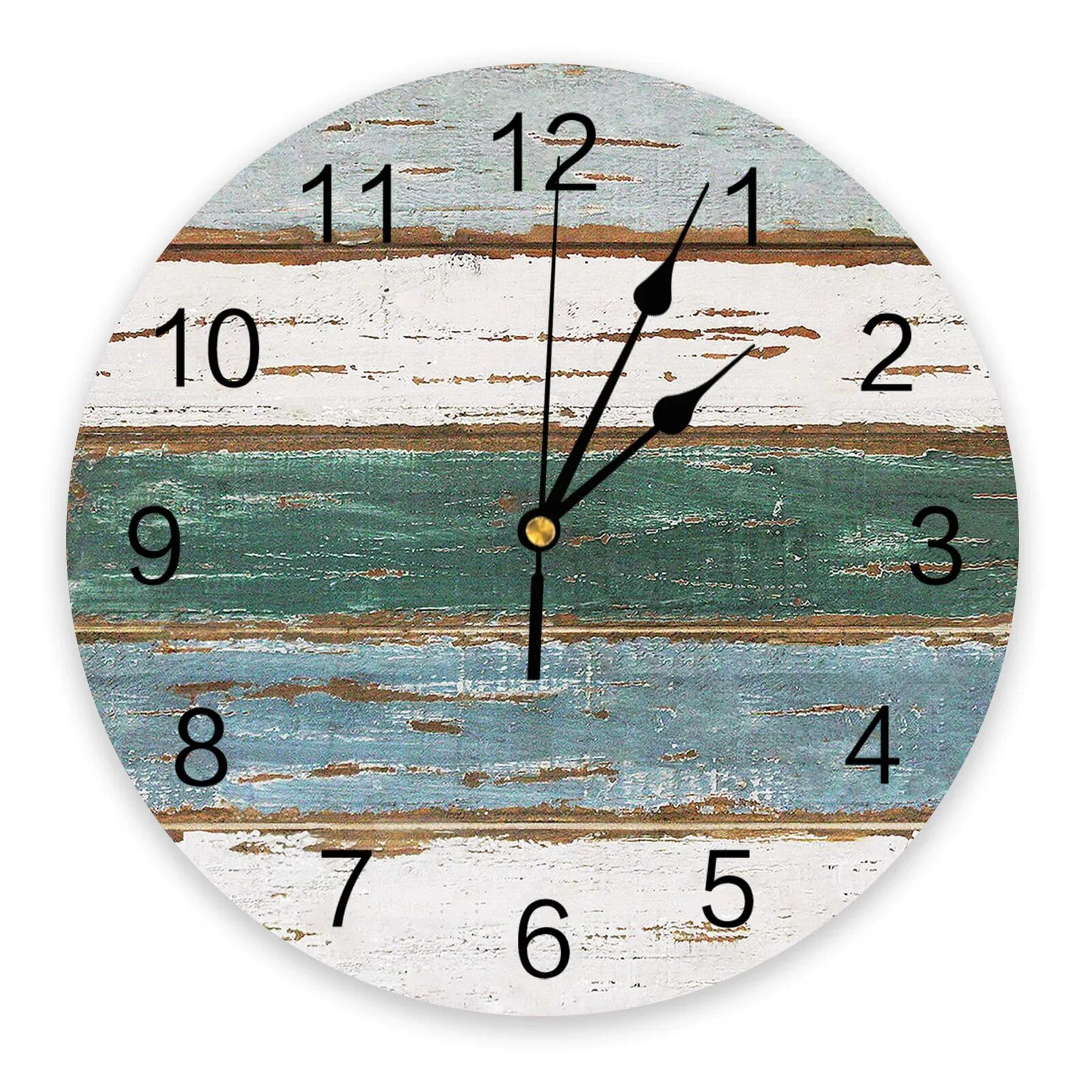 Wood Grain Blue Text Beach Bedroom Wall Clock Large Modern Kitchen ...