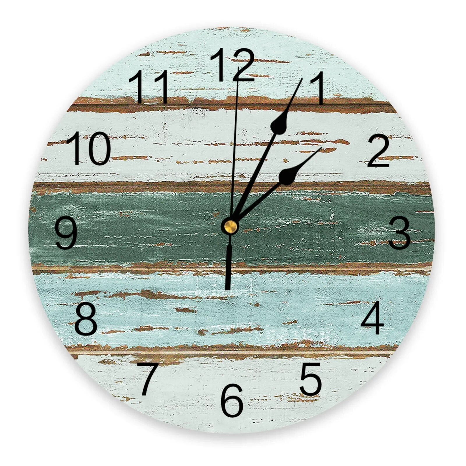 Wood Grain Blue Text Beach Bedroom Wall Clock Large Modern Kitchen ...