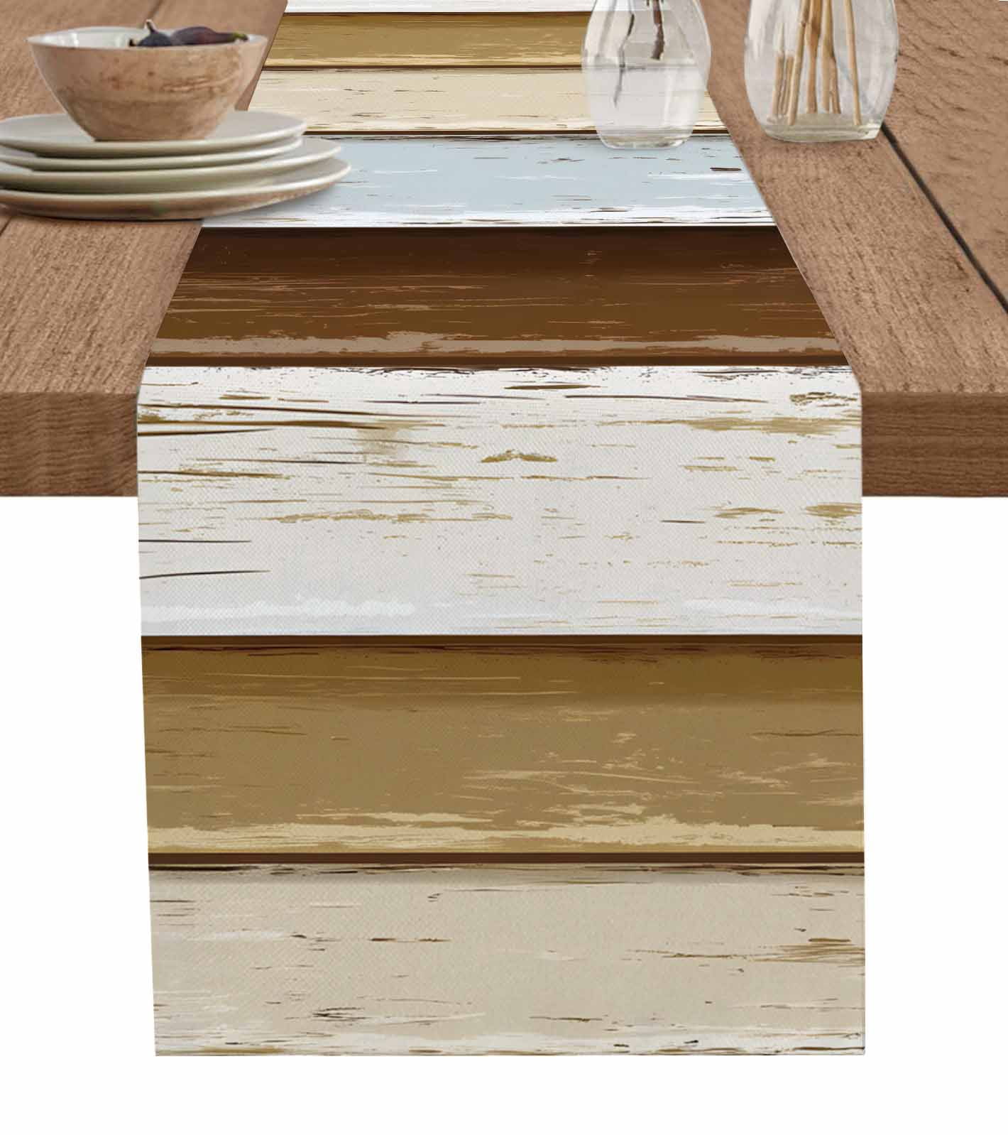 Wood Grain Brown Burlap Cotton Table Runner 16x72 Inches Long ...