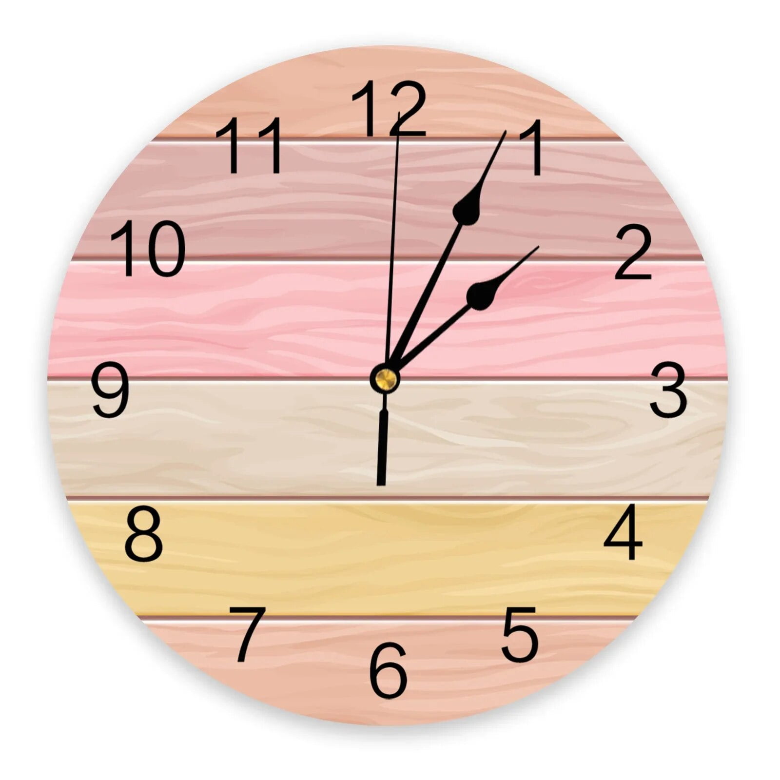 Wood Grain Candy Pink Wall Clock Modern Design Stickers Home Decor ...