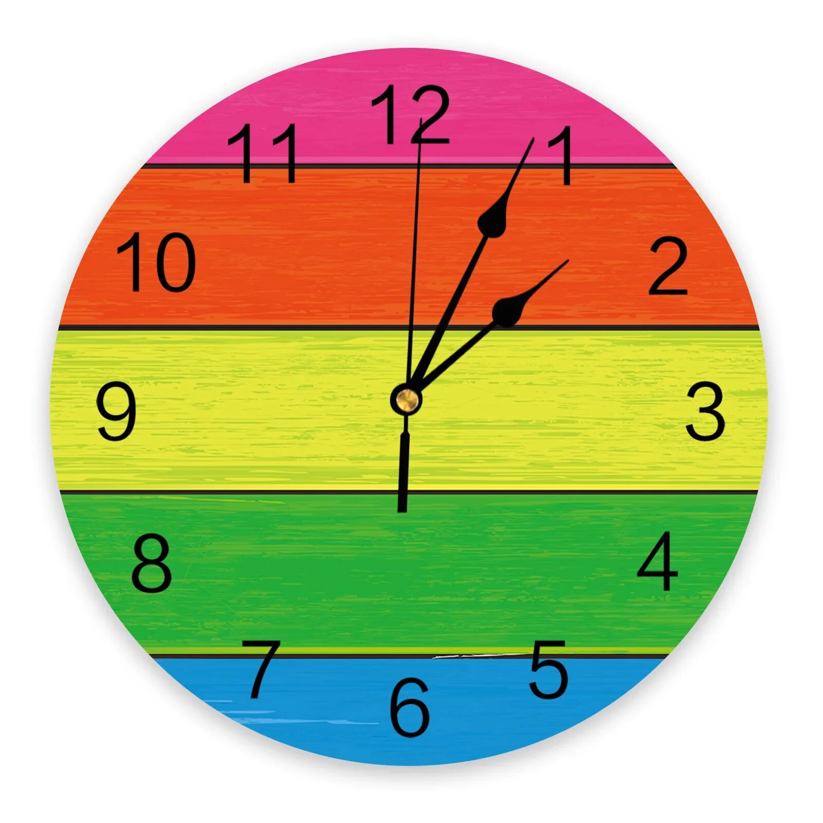 Wood Grain Candy Pink Wall Clock Modern Design Stickers Home Decor ...
