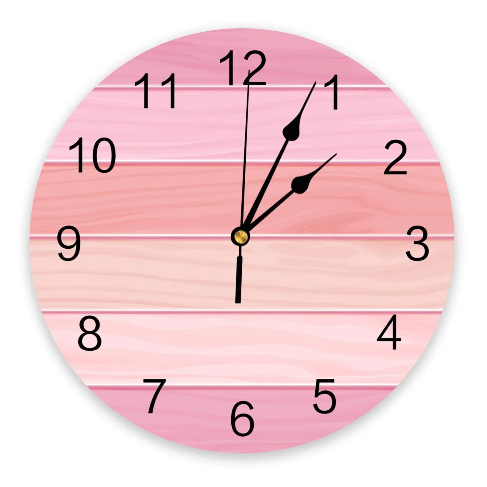 Wood Grain Candy Pink Wall Clock Modern Design Stickers Home Decor ...
