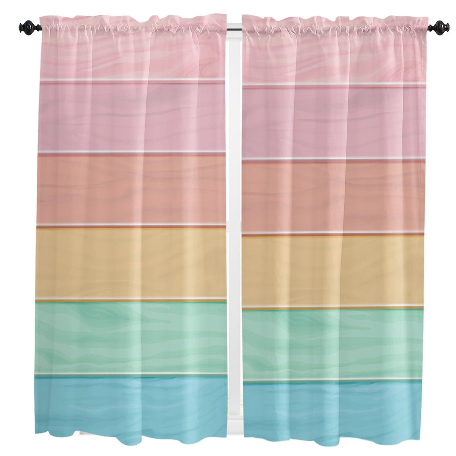 Wood Grain Candy Small Curtain Rod Pocket Short Curtains Half Drapes ...
