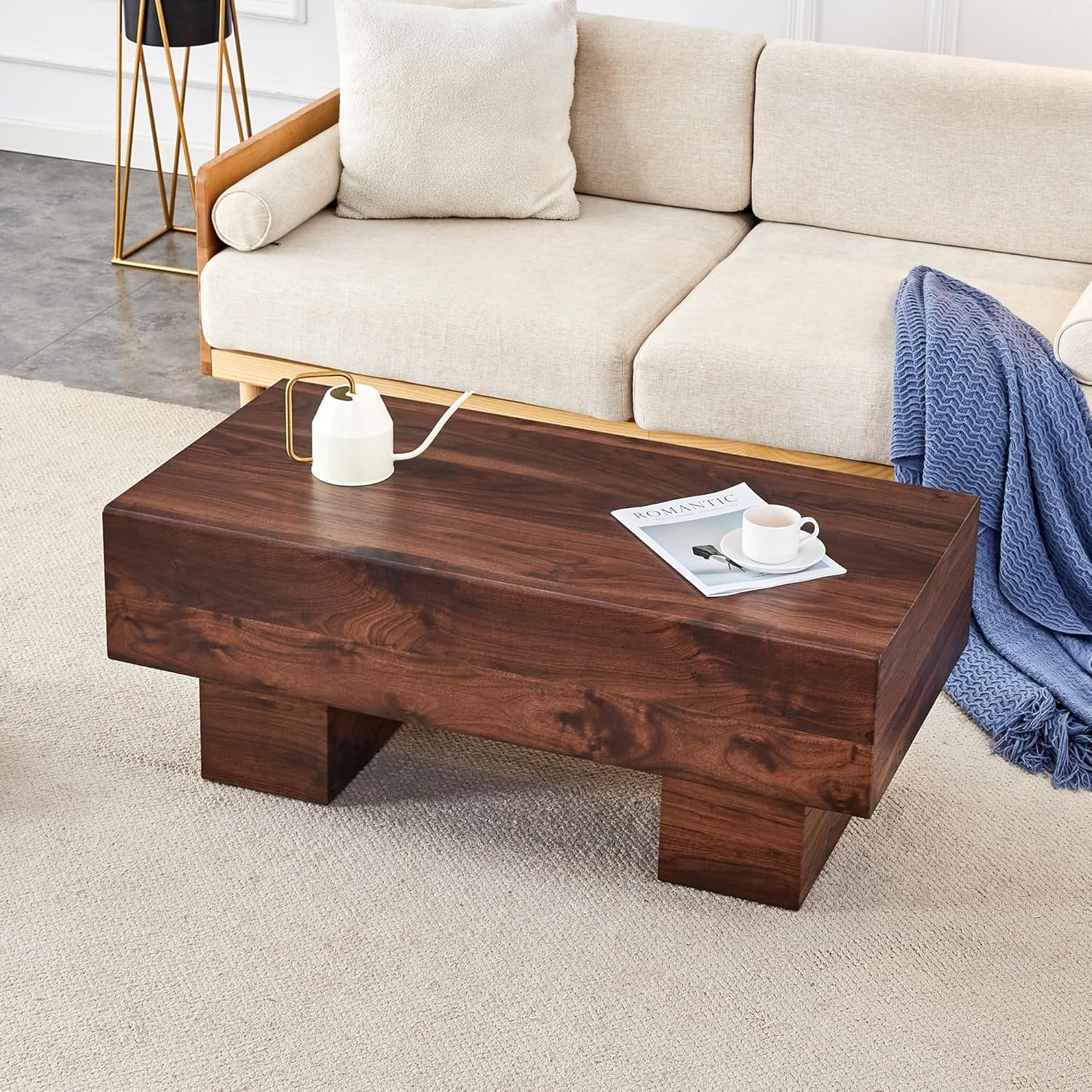 Wood Grain Coffee Table Wood Grain,Rectangle Wooden Center Table for ...