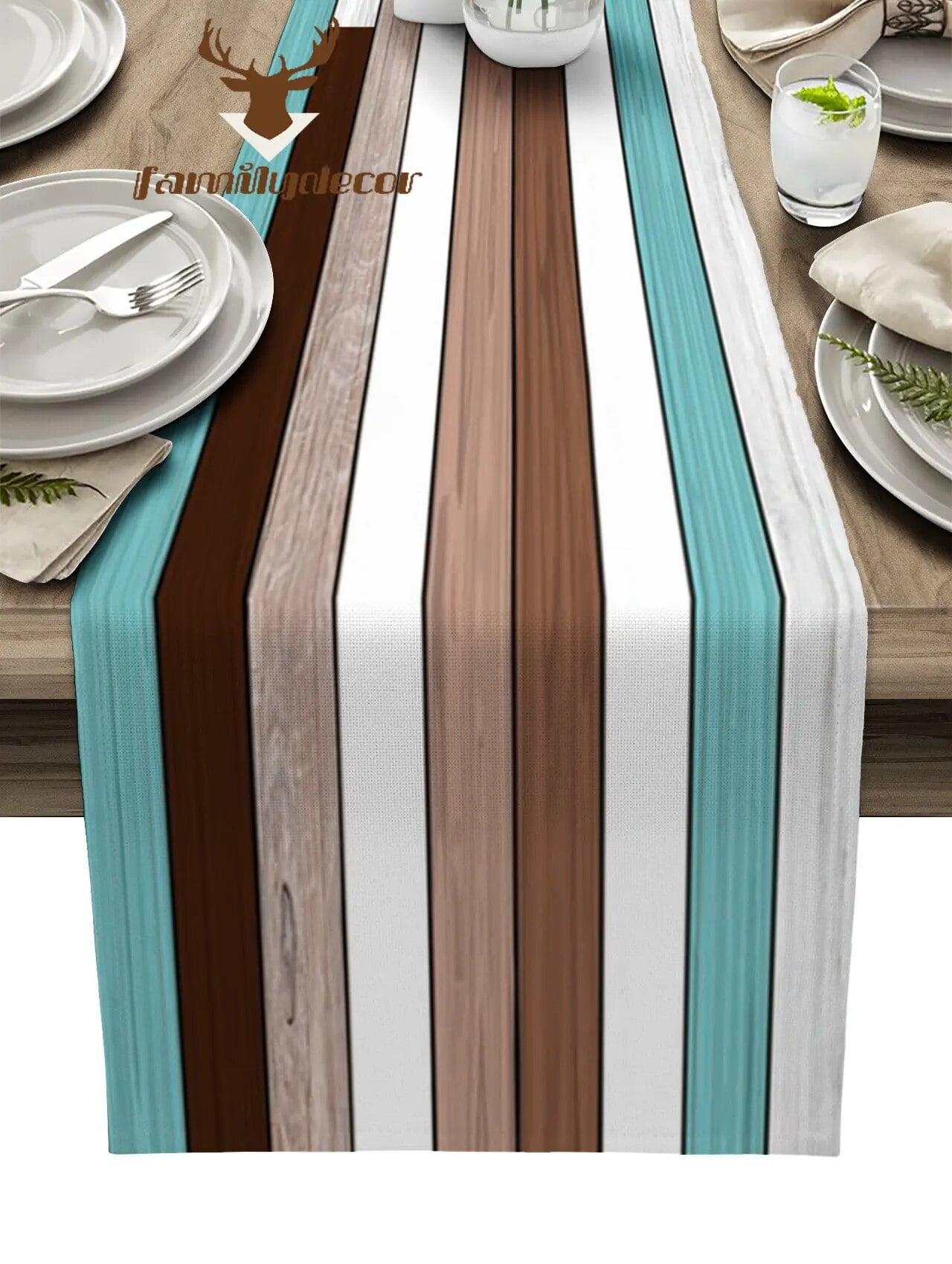 Wood Grain Color Table Runner Home Wedding Decor Table Cover Flag Mat ...