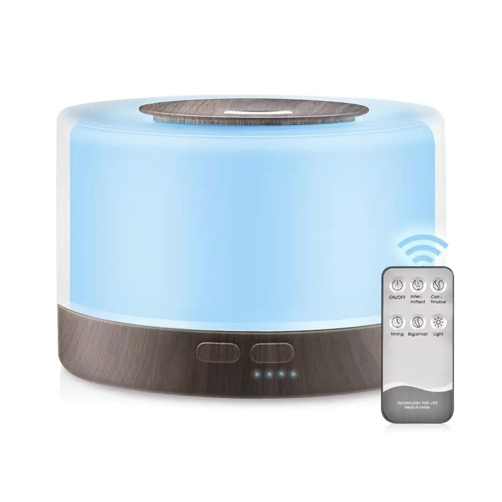 Wood Grain Ultrasonic Humidifier 16.91oz Cool Mist 7-Color LED Whisper ...