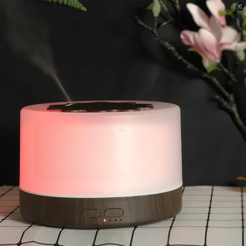 Wood Grain Cool Mist Humidifier w/ Remote 7 LED Colors 16.91oz Oil ...