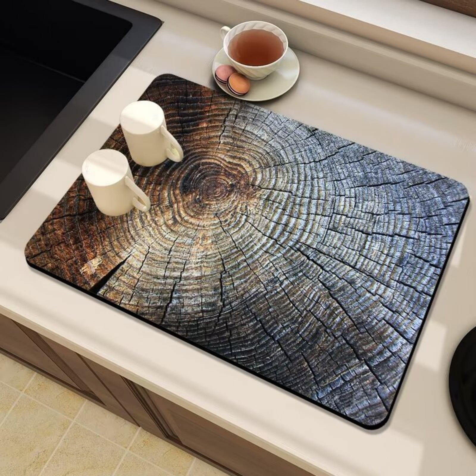 Wood Grain Diatom Mud Absorbent Mat | Multi-Use Door Mat, Kitchen Rug ...