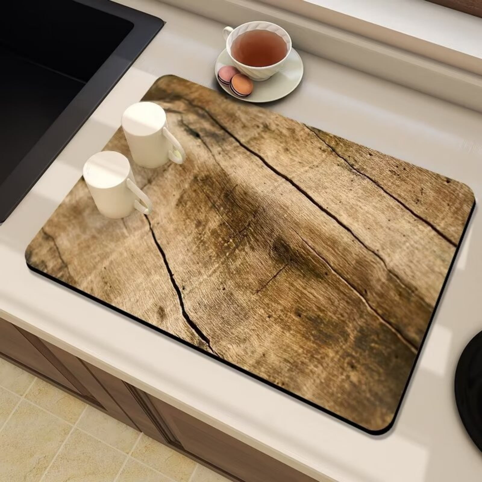 Wood Grain Diatom Mud Absorbent Mat | Multi-Use Door Mat, Kitchen Rug ...