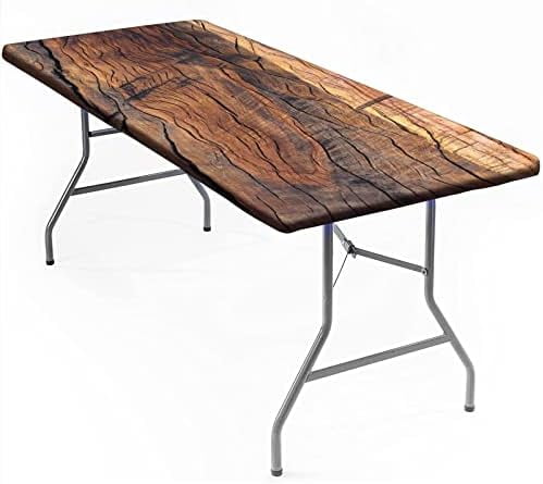 Wood Grain Elastic Fitted Table Cloth Cover, Old Weathered Wood Texture ...