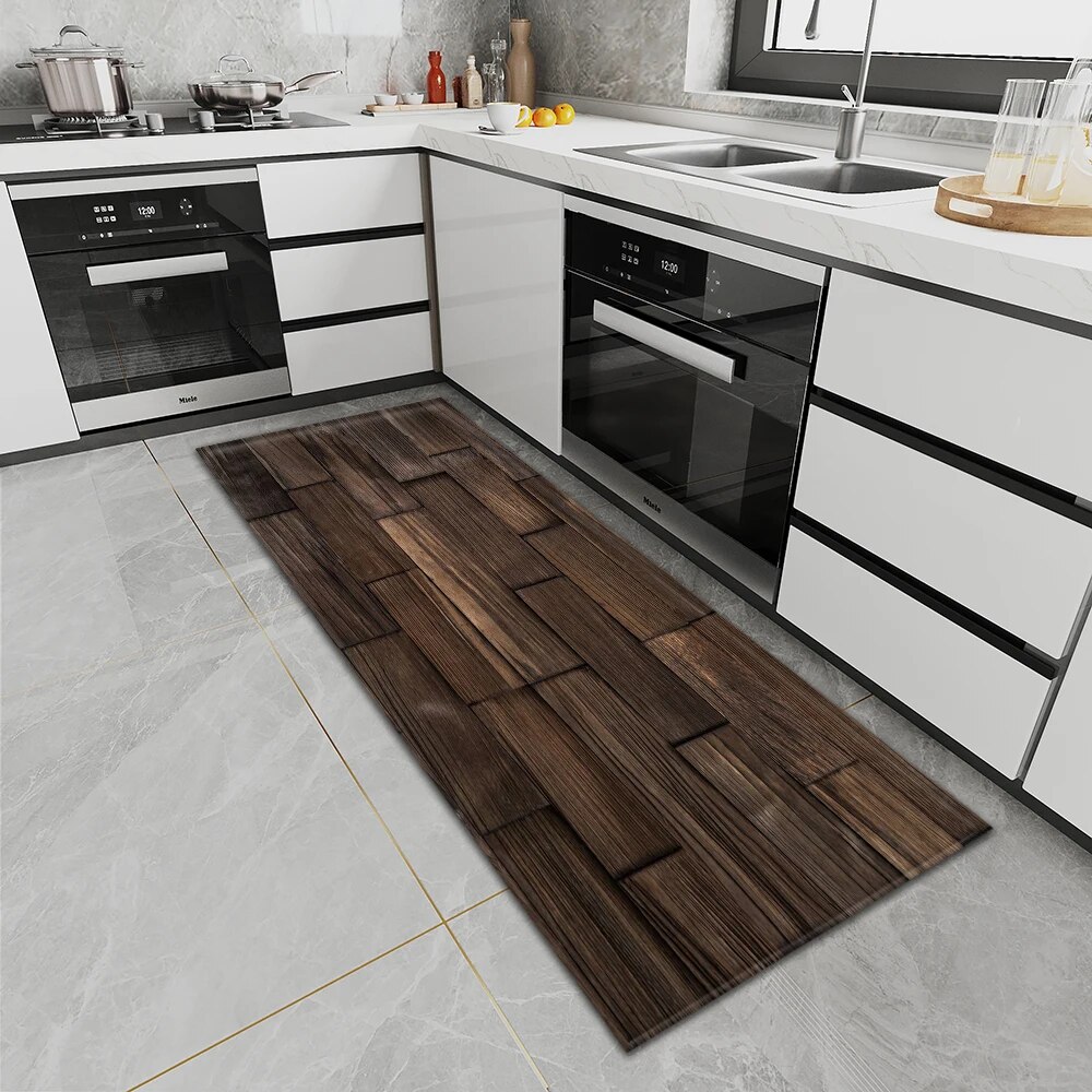 Wood Grain Floor Printing Mats Entrance Door Kitchen Bathroom Non-slip ...