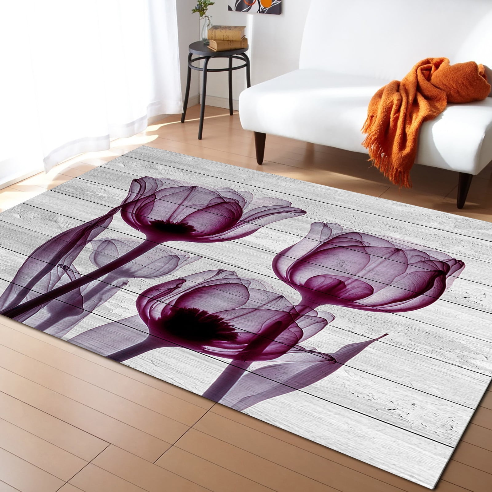 Wood Grain Flower Retro Carpets for Living Room Household Bedside Rug ...