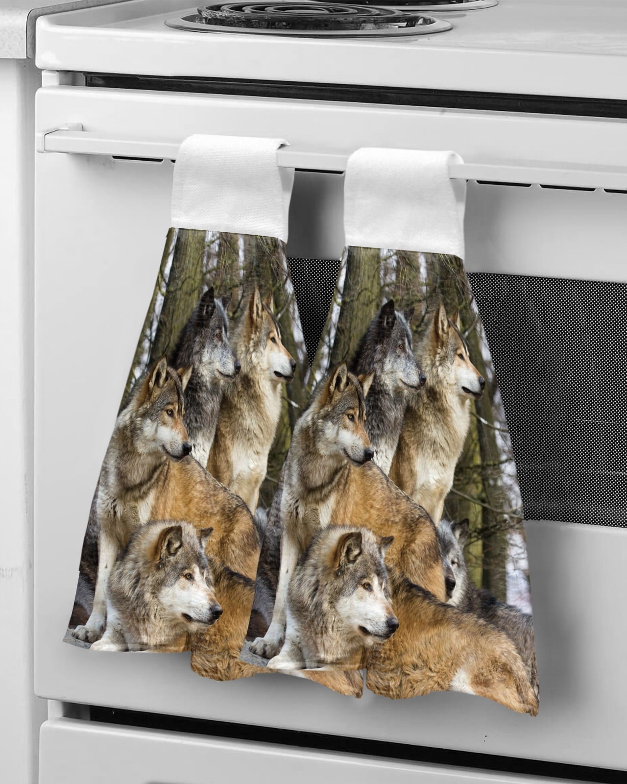 Wood Grain Gradit Forest Wolf Retro Kitch Hand Towel Strong absorbt ...