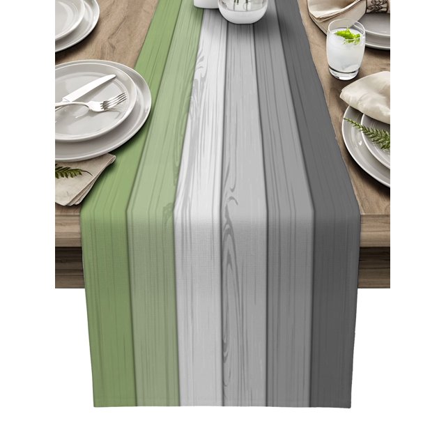 Wood Grain Grey Gradient Table Runner Home Wedding Table Flag Mat Table ...