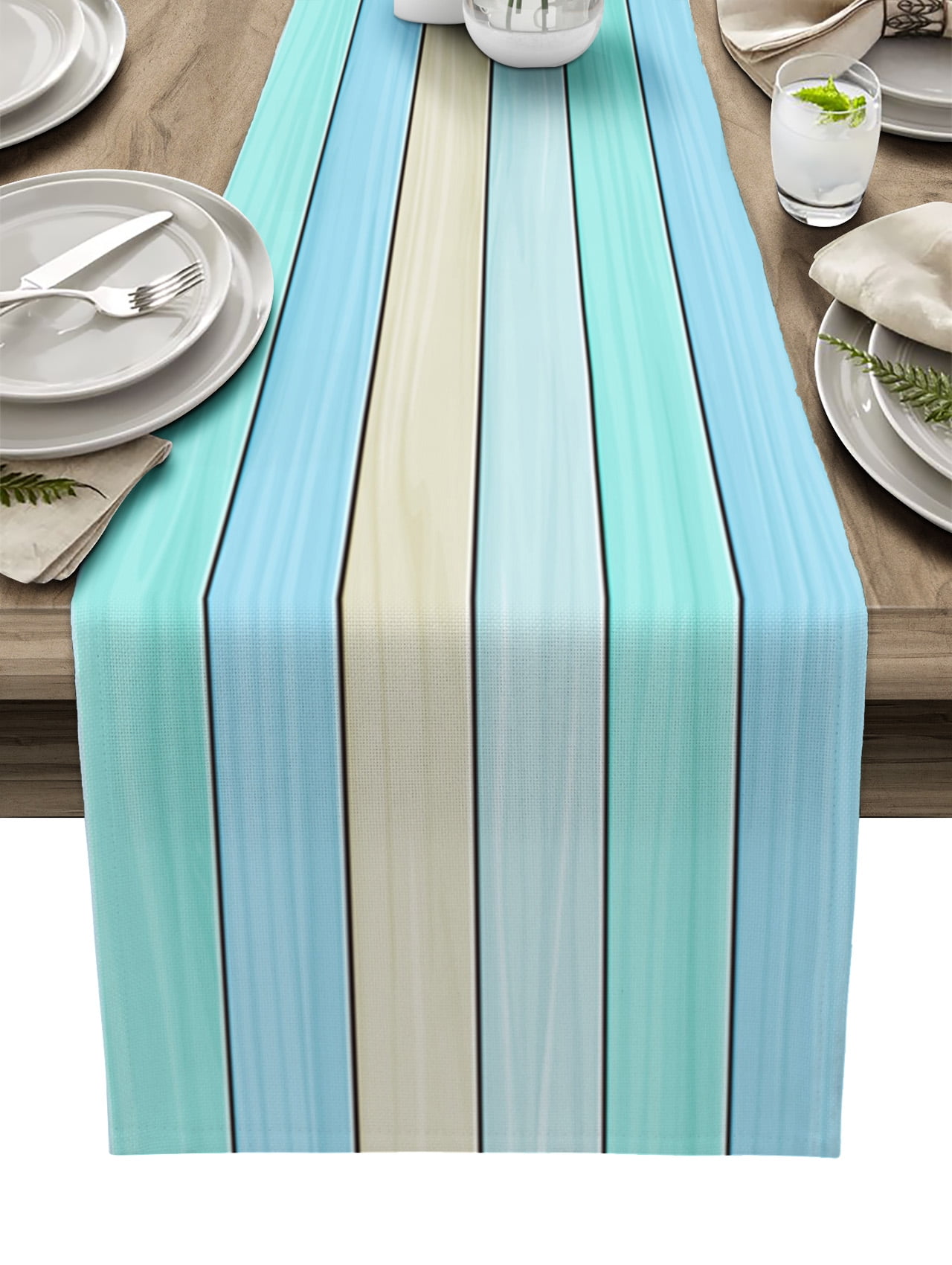 Wood Grain Grey Gradient Table Runner Home Wedding Table Flag Mat Table ...