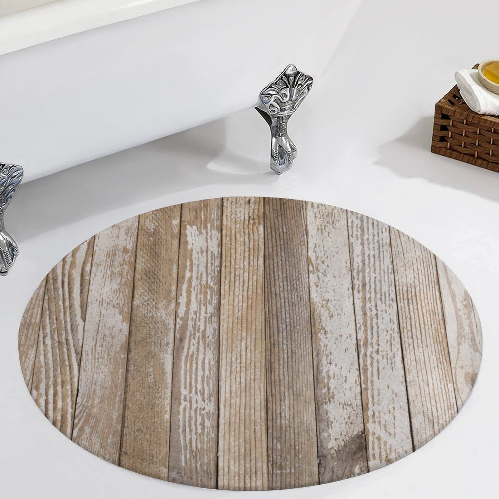 Wood Grain Grey White Round Carpet Circle Rug Outdoor Patio Area Rug ...