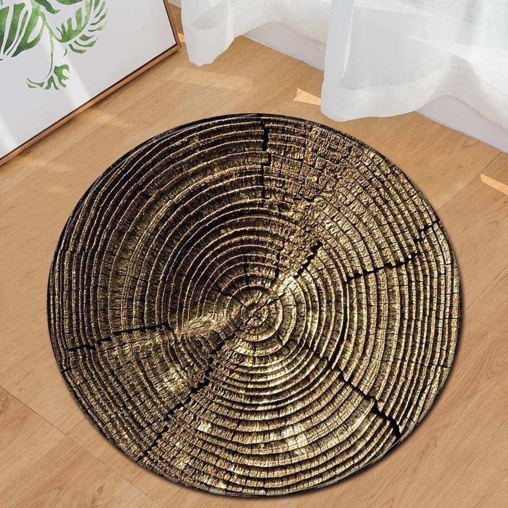 Wood Grain Kids Play Round Carpet Home Area Rug Living Room Floor Yoga ...