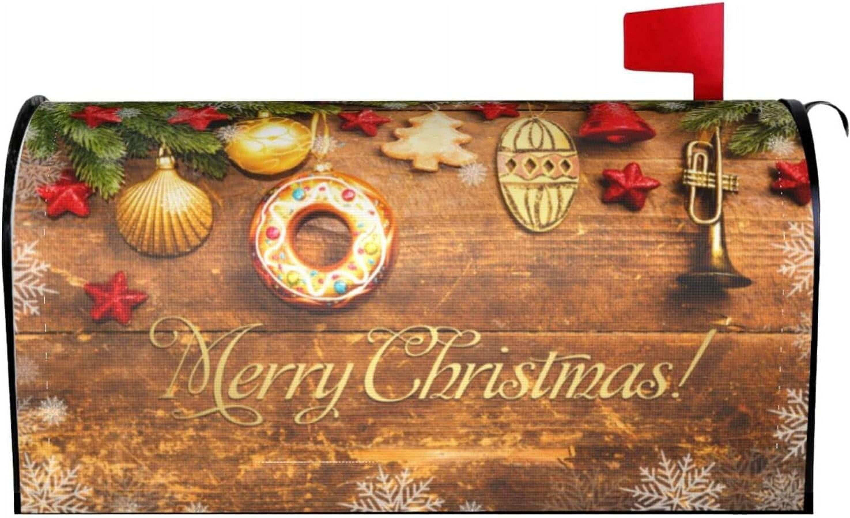 Wood Grain Mailbox Covers Magnetic Large Size 21" X 25.5" Christmas ...