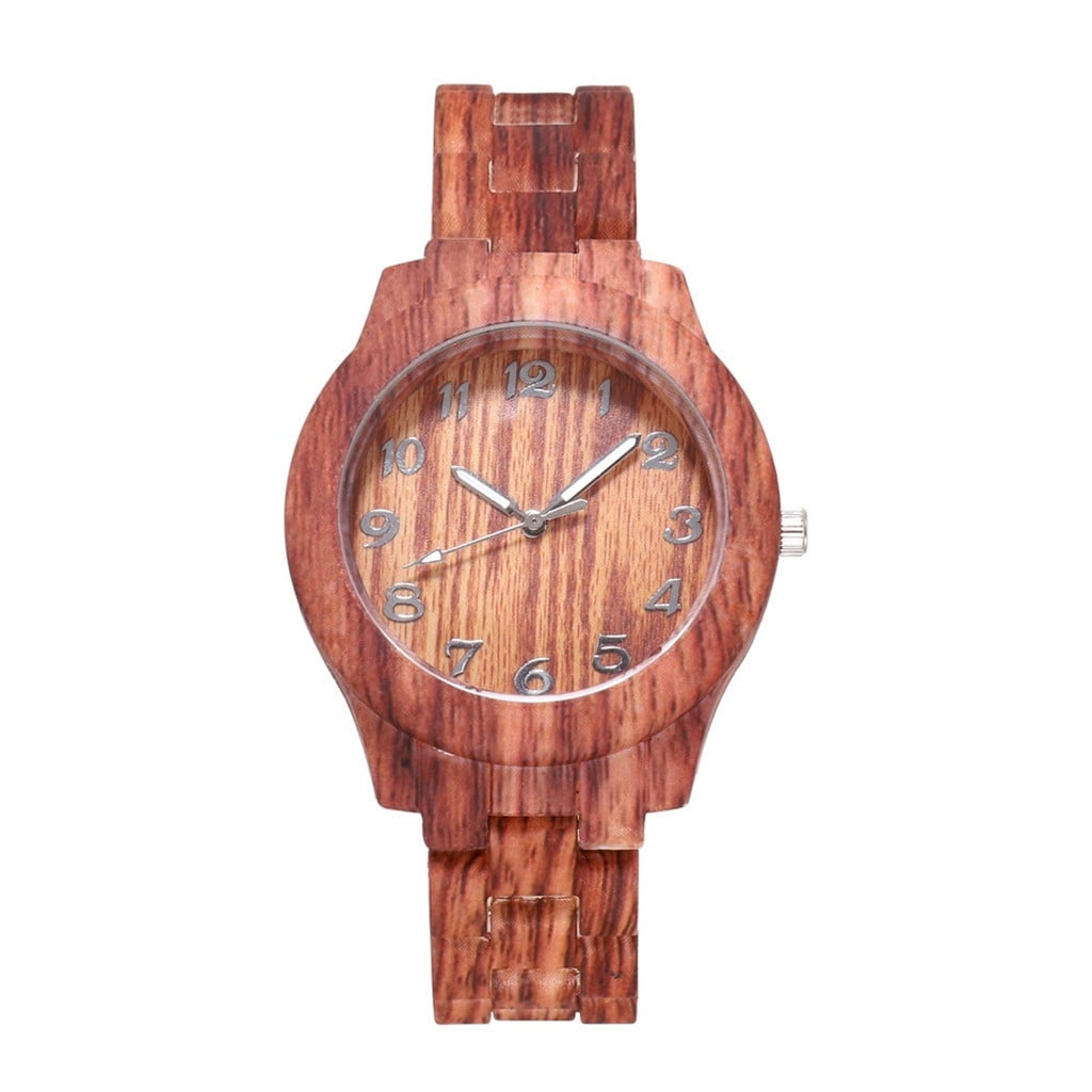 Wood Grain Mens Quartz Watch, Digital Analog Display, Premium Wood ...