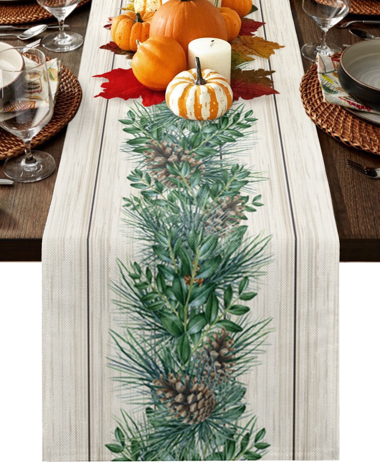 Wood Grain Pine Needles Pine Cs Table Runner ration Home r Dinner Table ...