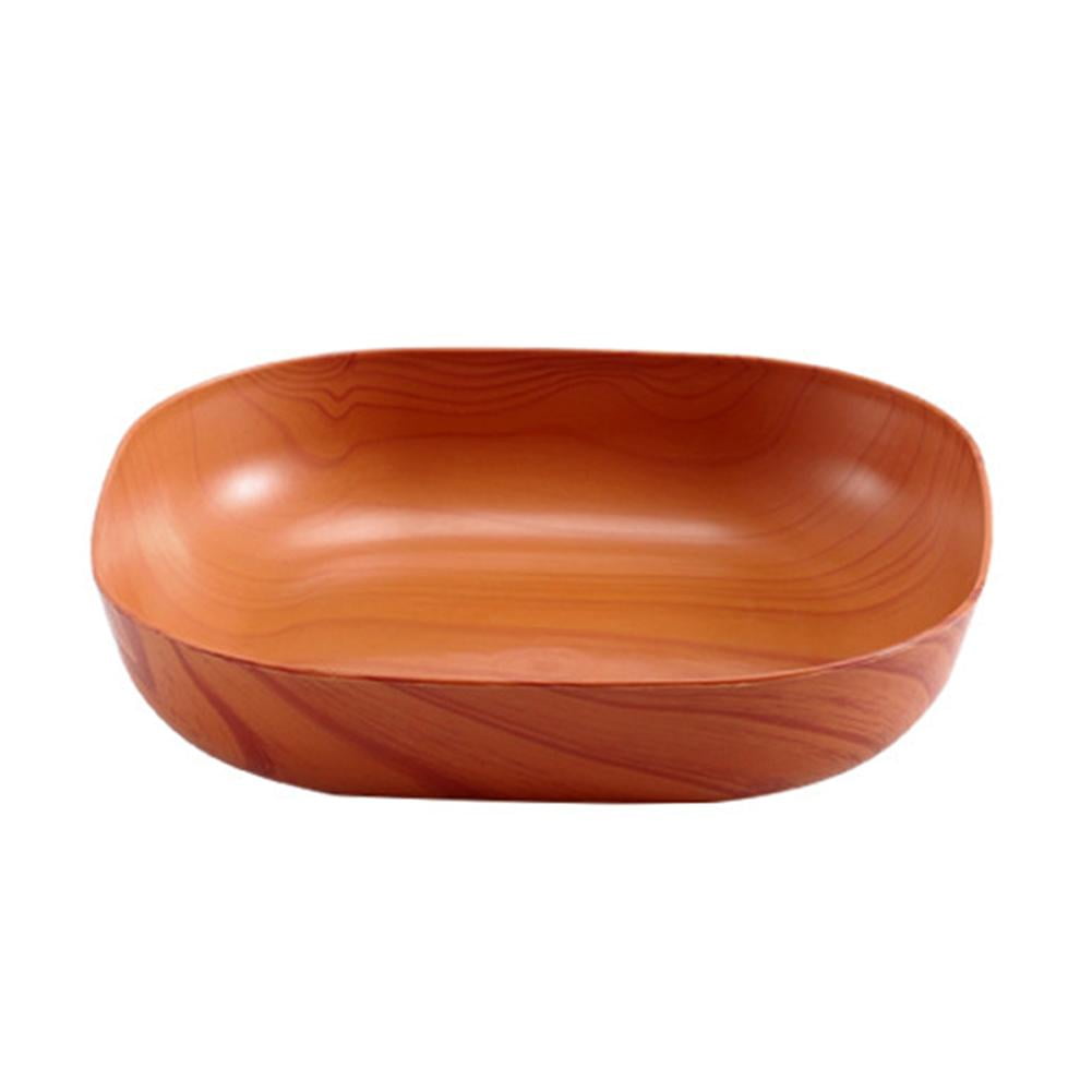 Wood Grain Plastic Square Reusable Unbreakable Deep Dinner Plates ...