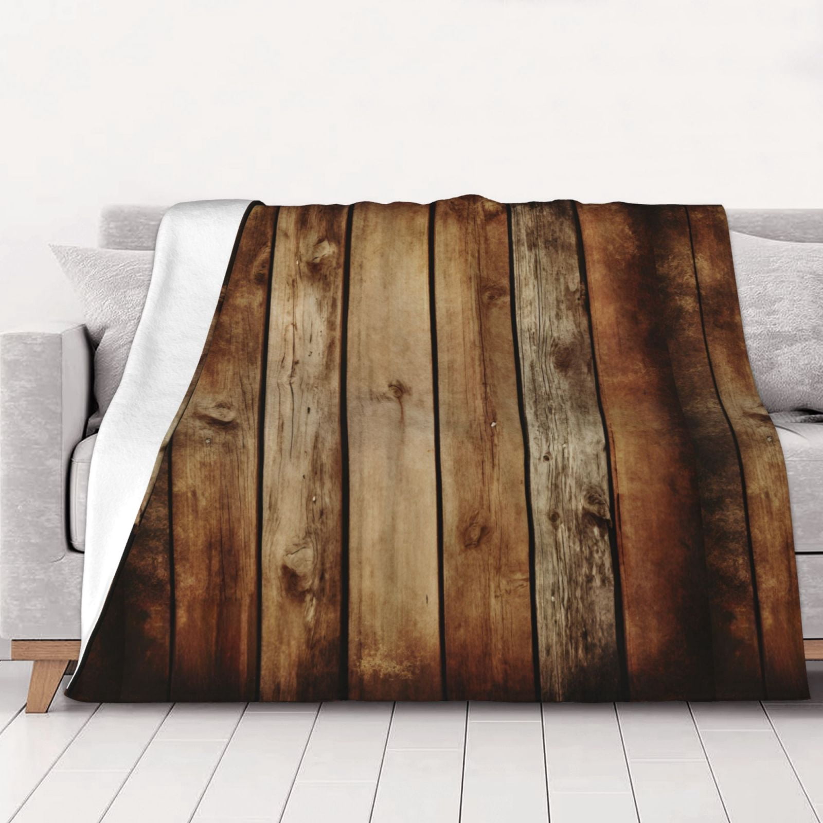 Wood Grain Print Throws Blanket Fleece Soft Cozy Warm Plush for Travel ...