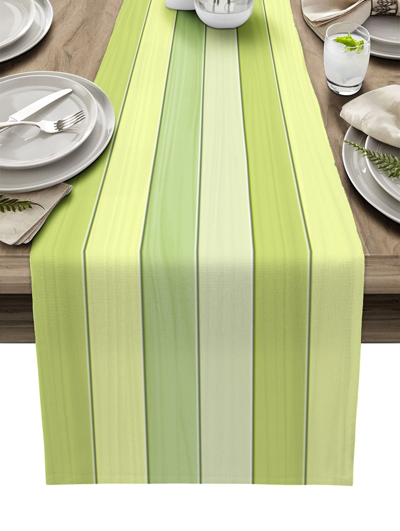 Wood Grain Retro Sage Green Table Runner Home Wedding Table Flag Mat ...