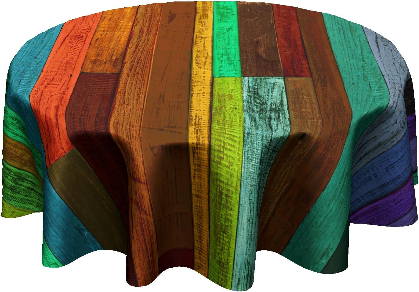 Wood Grain Round Table Cloth - Colorful Wooden Texture Circle ...