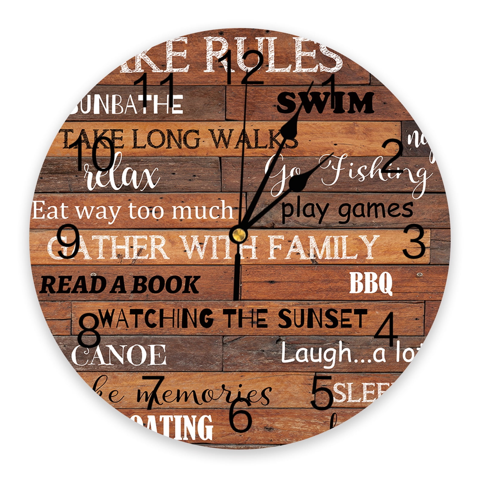 Wood Grain Rule Text Modern Wall Clock For Home Office Wall ration ...