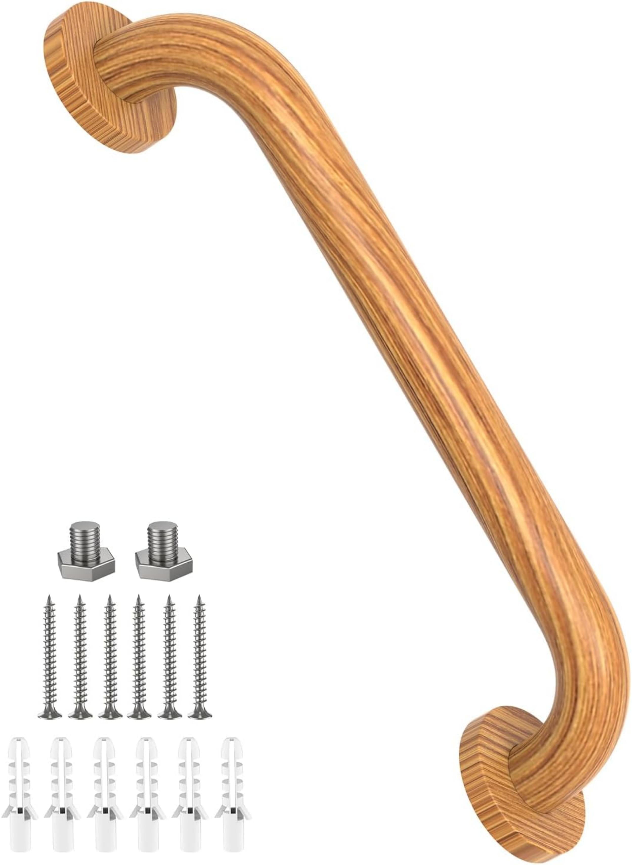 Wood Grain Shower Grab Bar 12 Inch, ZUEXT Stainless Steel Safety Bar ...