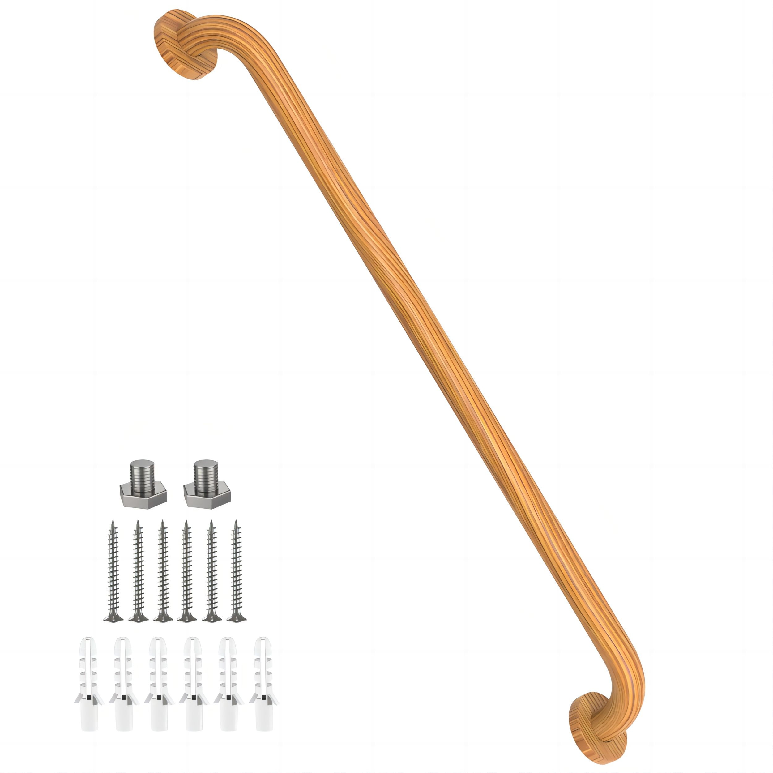 Wood Grain Shower Grab Bar 32 Inch, ZUEXT Stainless Steel Safety Bar ...