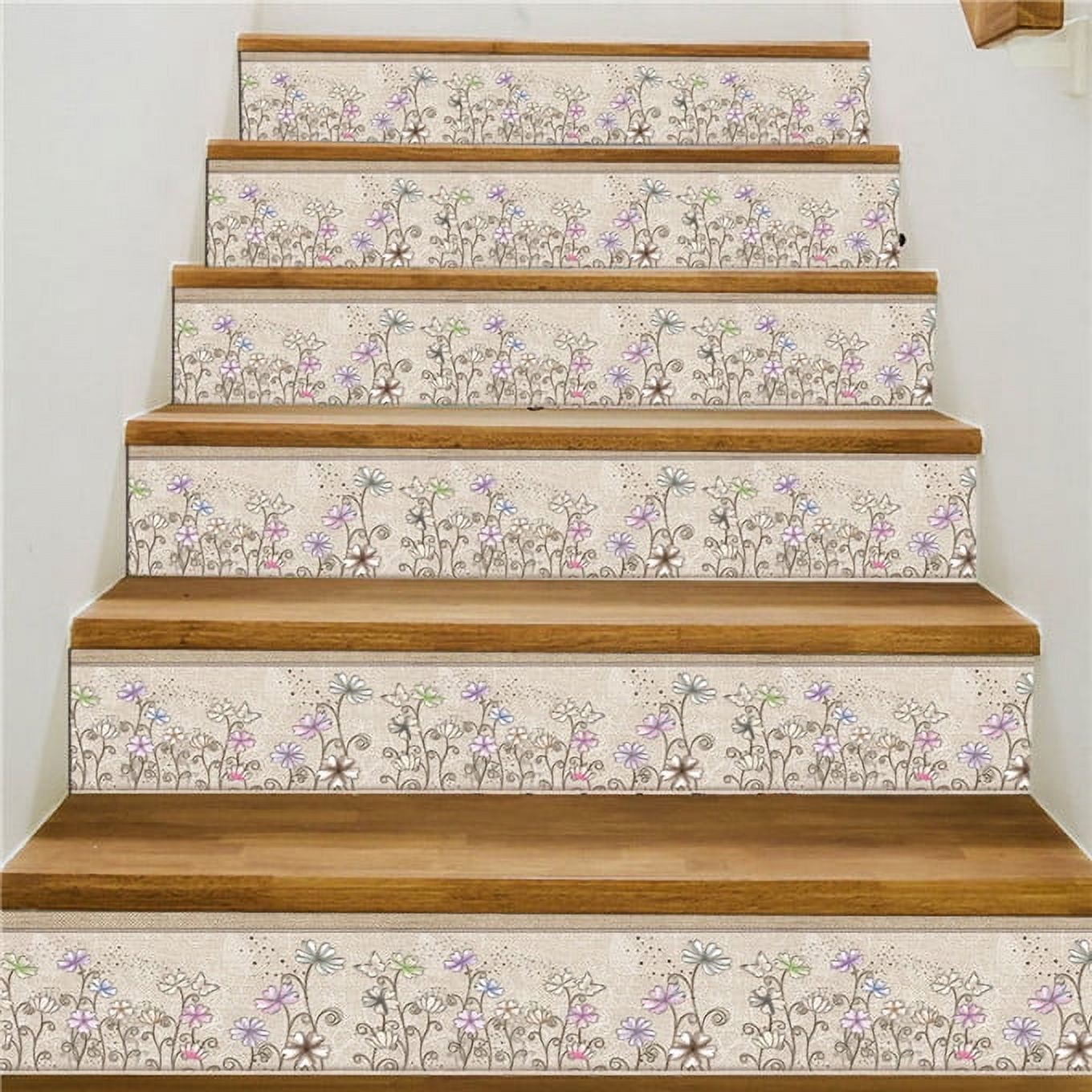 Wood Grain Stairs Sticker Self-adhesive Waterproof St Brick Staircase ...