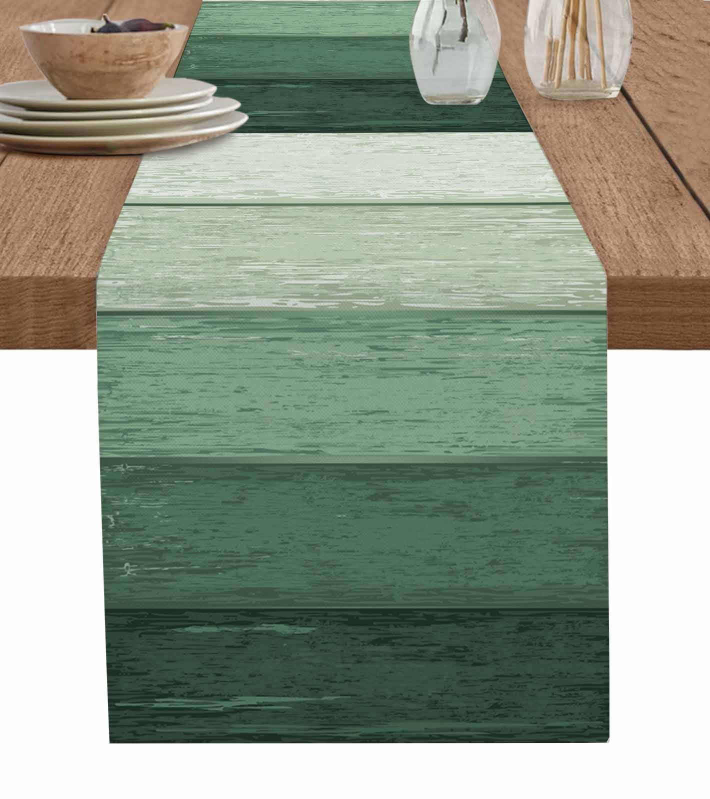 Wood Grain Striped Green Gradient Table Runner Country Wedding ration ...