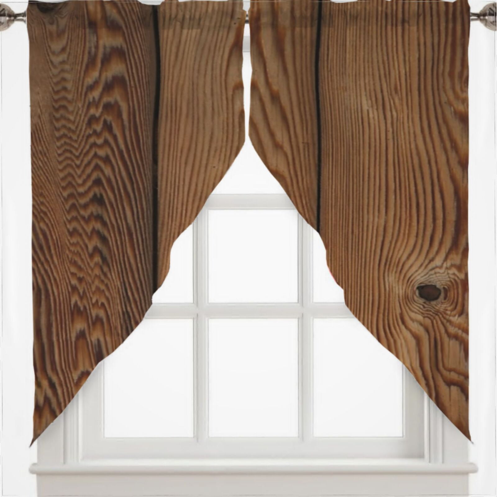 Wood Grain Swag Valances For Windows 2 Pack For Kitchen Living Room ...
