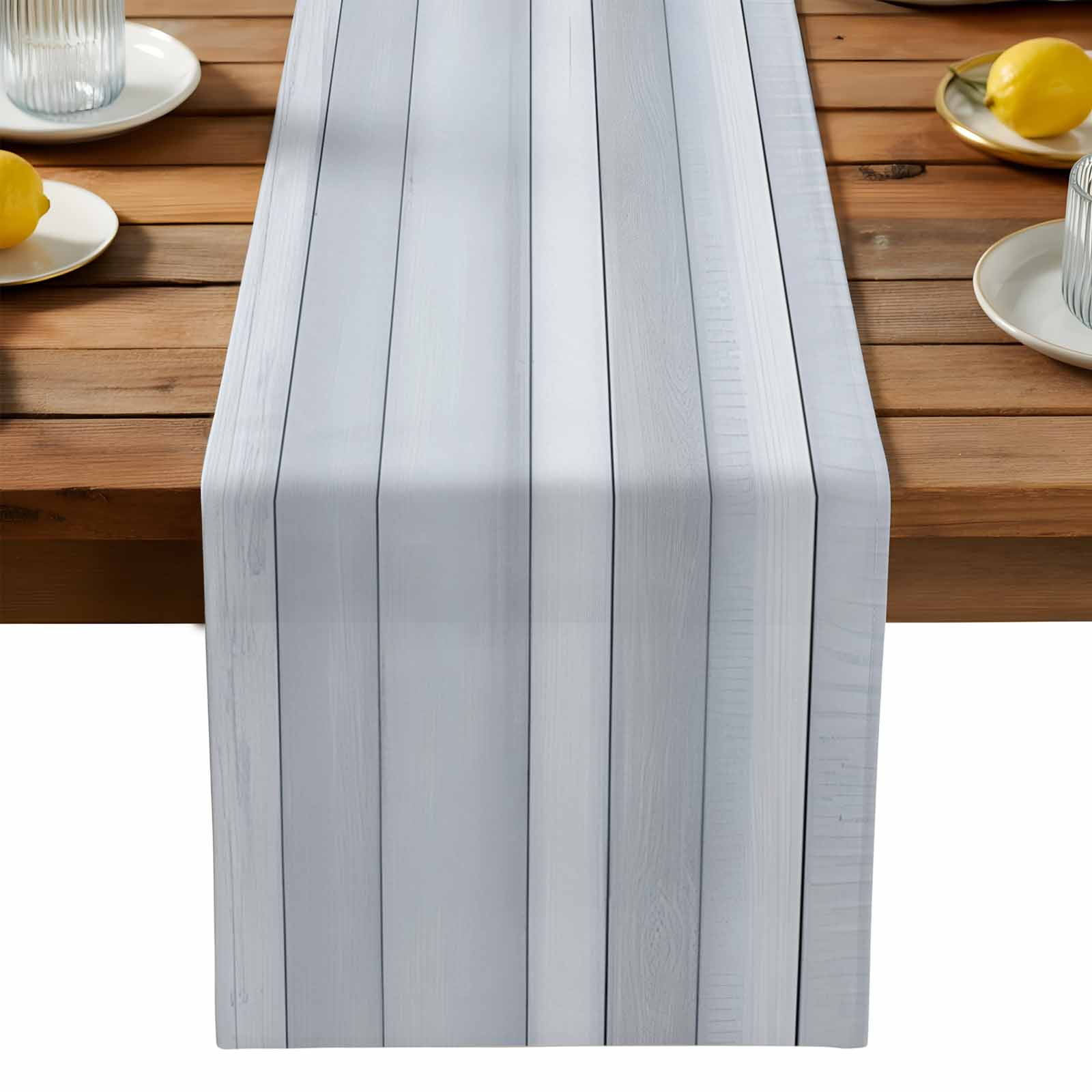 Wood Grain Table Runner, Light Blue Wood Texture Simple Style Country ...